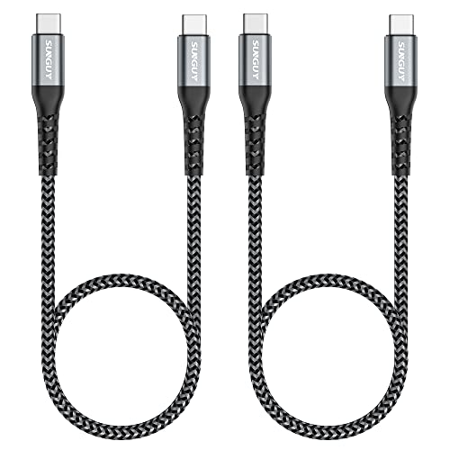 SUNGUY USB C to USB C 1.5FT [2Pack], 60W USB C Cable PD Fast Charge USB 2.0 Type C Charger Cord Compatible for Samsung Galaxy S21/S21+/S20+ Ultra, MacBook Air/Pro, iPad Pro 2020/2018, iPad Air 2020