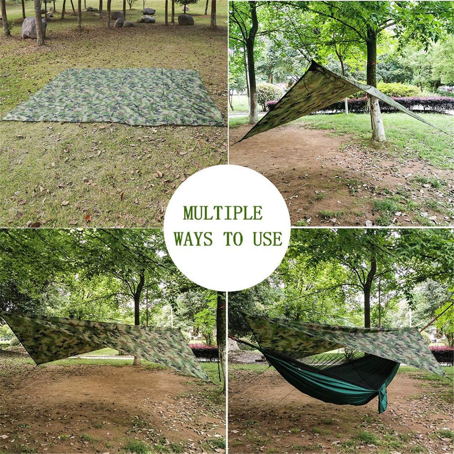 DOCYKE Waterproof Camping Tarp,Footprints 310cm 10.2ft 4 in1 Multifunctional Tent Footprint for Camping Hiking Survival Gear Lightweight and Compact(B)