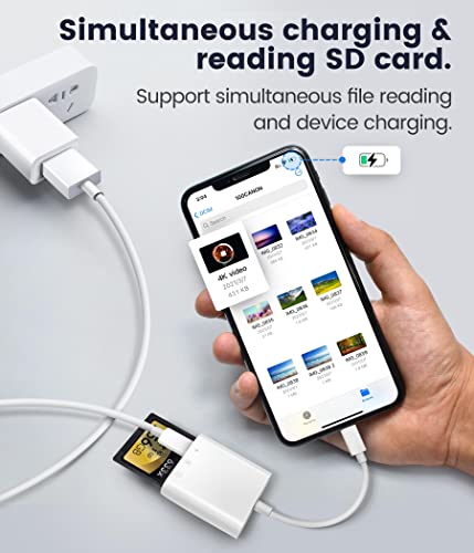 SD Card Reader for iPhone iPad,Oyuiasle Trail Game Camera SD Card Viewer with Dual Slot for MicroSD/SD,Photography Memory Card Adapter,Plug and Play