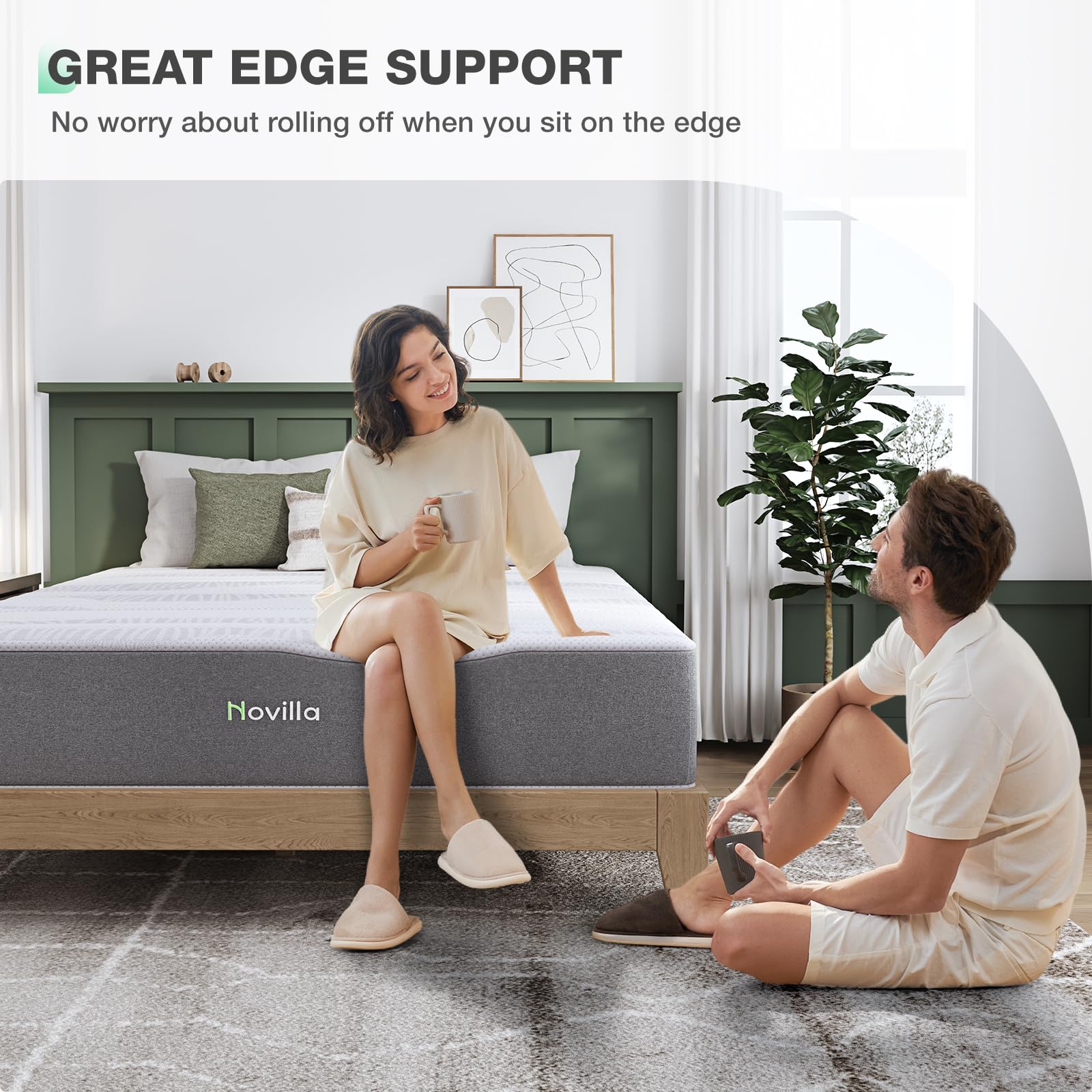 Novilla King Size Mattress, 12 Inch Gel Memory Foam Mattress King in a Box, Bamboo Charcoal Foam & Breathable Cover for Clean, Peaceful Sleep, Supportive & Pressure Relieving, CertiPUR-US Certified
