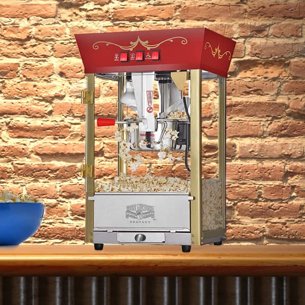 Matinee Countertop Popcorn Machine – 3 Gallon Popcorn Popper, 8oz Kettle, Warmer, and 24 All-In-One Popcorn Packs by Great Northern Popcorn (Red)