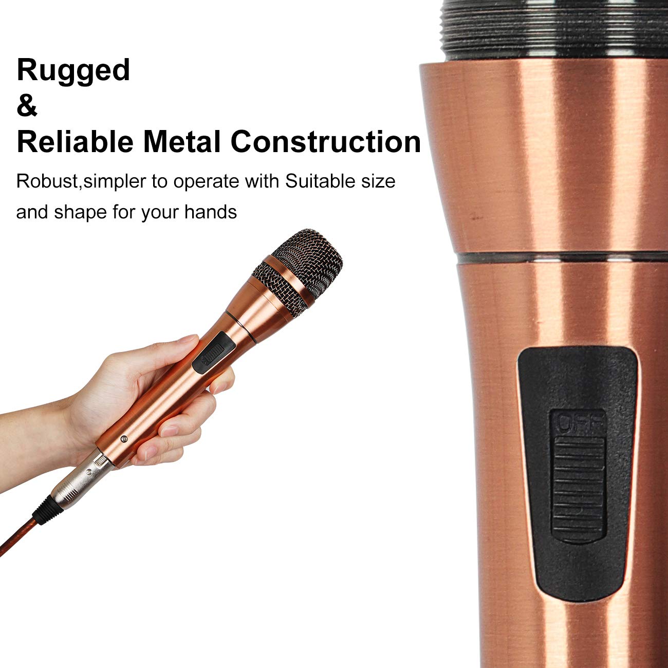 Depusheng Universal Wired Uni-Directional Handheld Dynamic Microphone Noise Isolation Microphone Gold