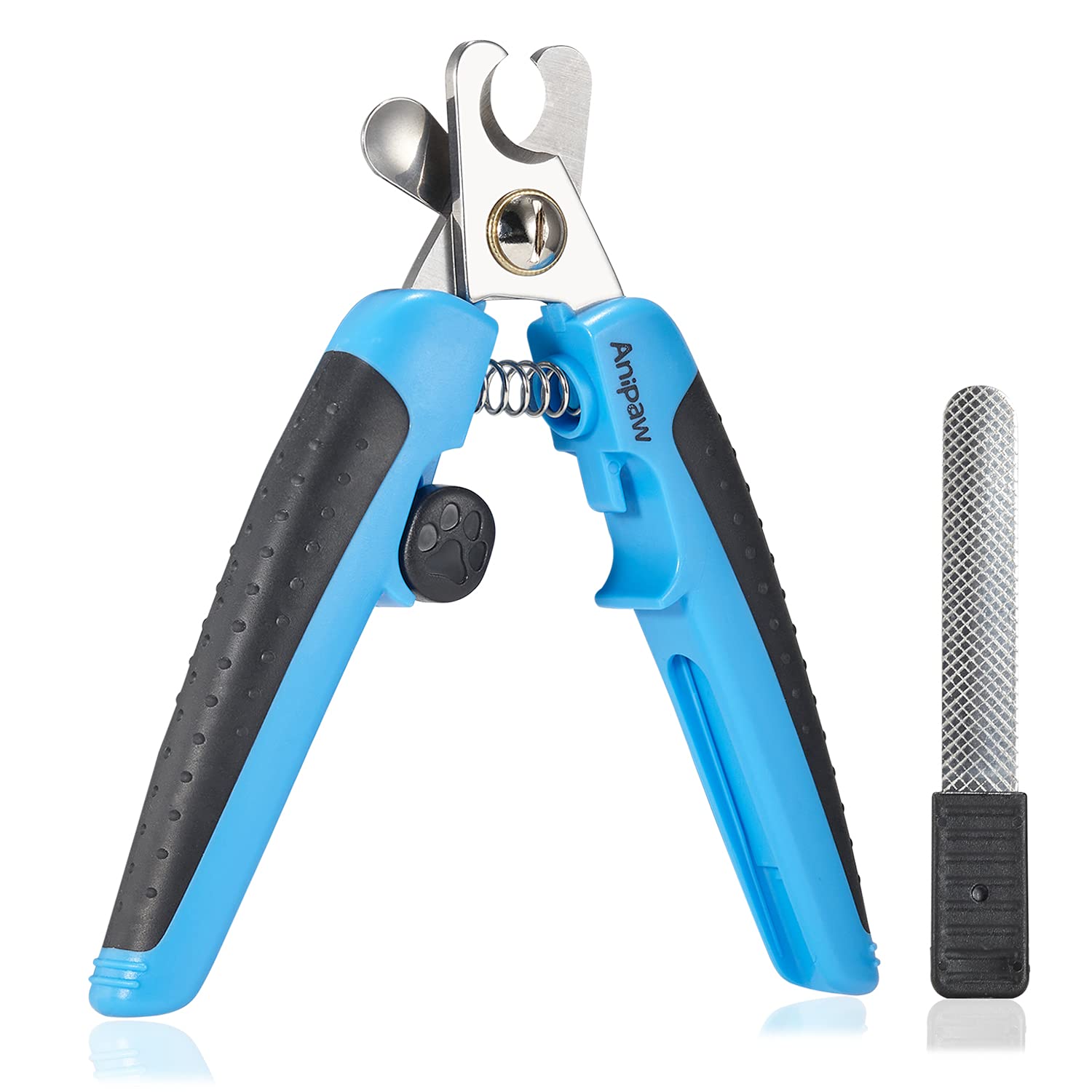 Dog Nail Clipper with Safety Guard to Avoid Over-Cutting, Sharp Stainless Razor Blades & Non Slip Handles, Professional Pet Nail Trimmer for Paw Grooming at Home, Great for Large Medium & Small Breed