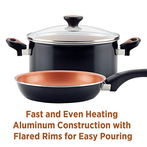Farberware Glide CopperSlide Ceramic Nonstick 12 Piece Cookware Set (Black)