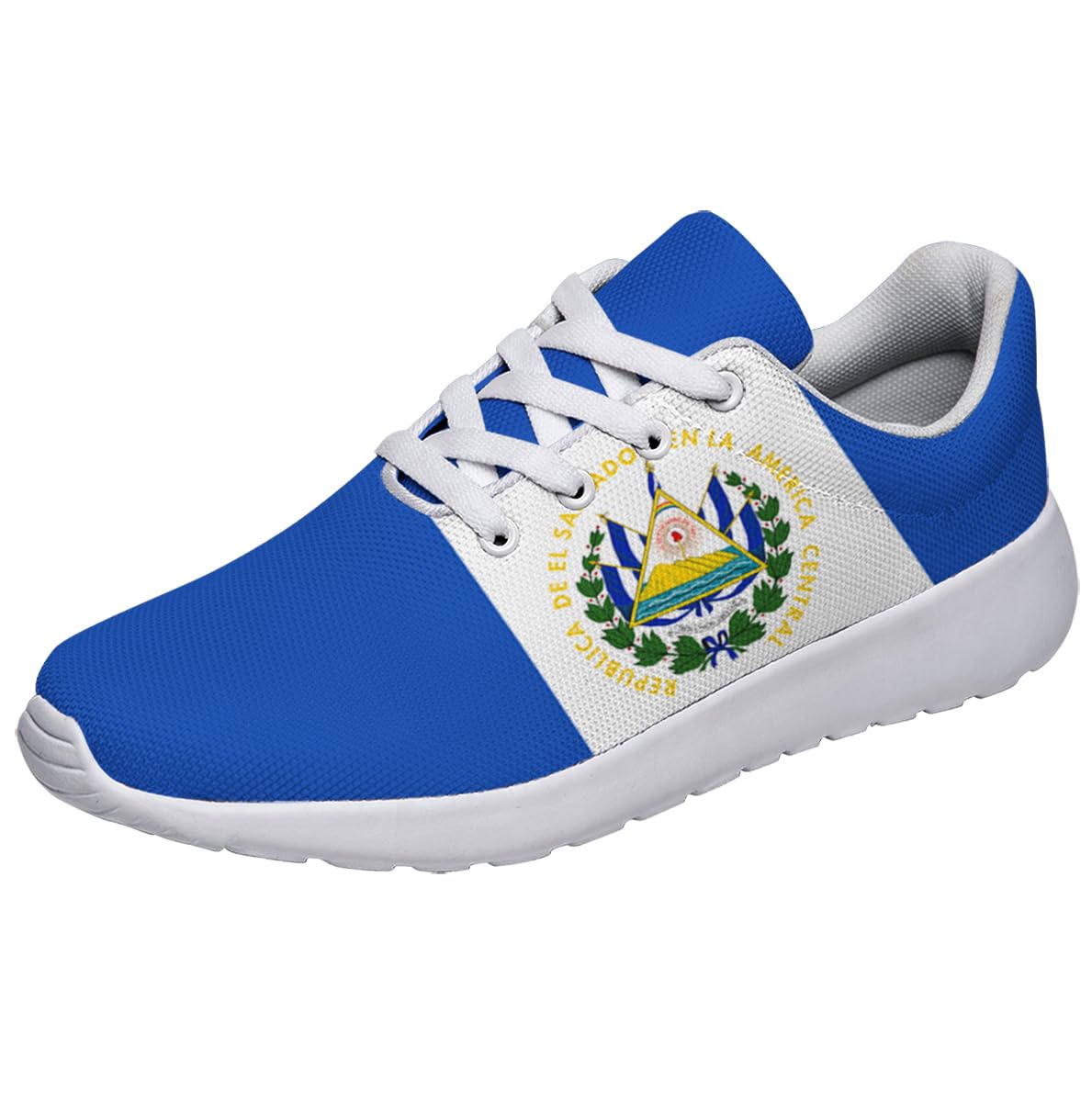 El Salvador Flag Shoes for Men Women Running Sneakers Breathable Casual Sport Tennis Shoes White Size 9.5