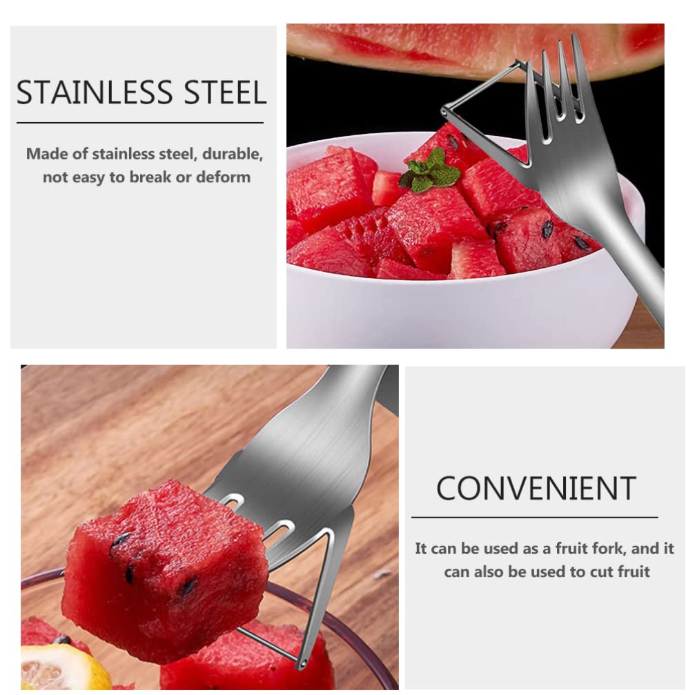 UPKOCH Vegetable Slicer Household Gadgets Stainless Steel Watermelon Slicer Fork: Watermelon Cutter Fruit Cutting Fork Vegetable Corer Cuber Carving Tool for Melon Home Tools Veggie Slicer