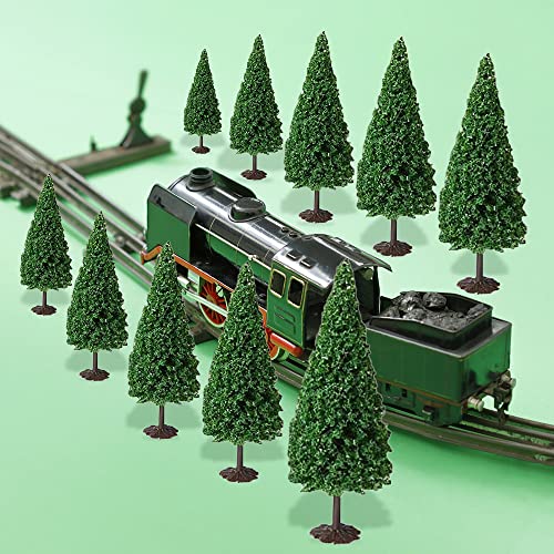 Model Cedar Trees 10PCS Train Scenery Landscape Pine Miniature Diorama Trees Mixed Model for Road Architecture Building DIY Decoration Gift (10)