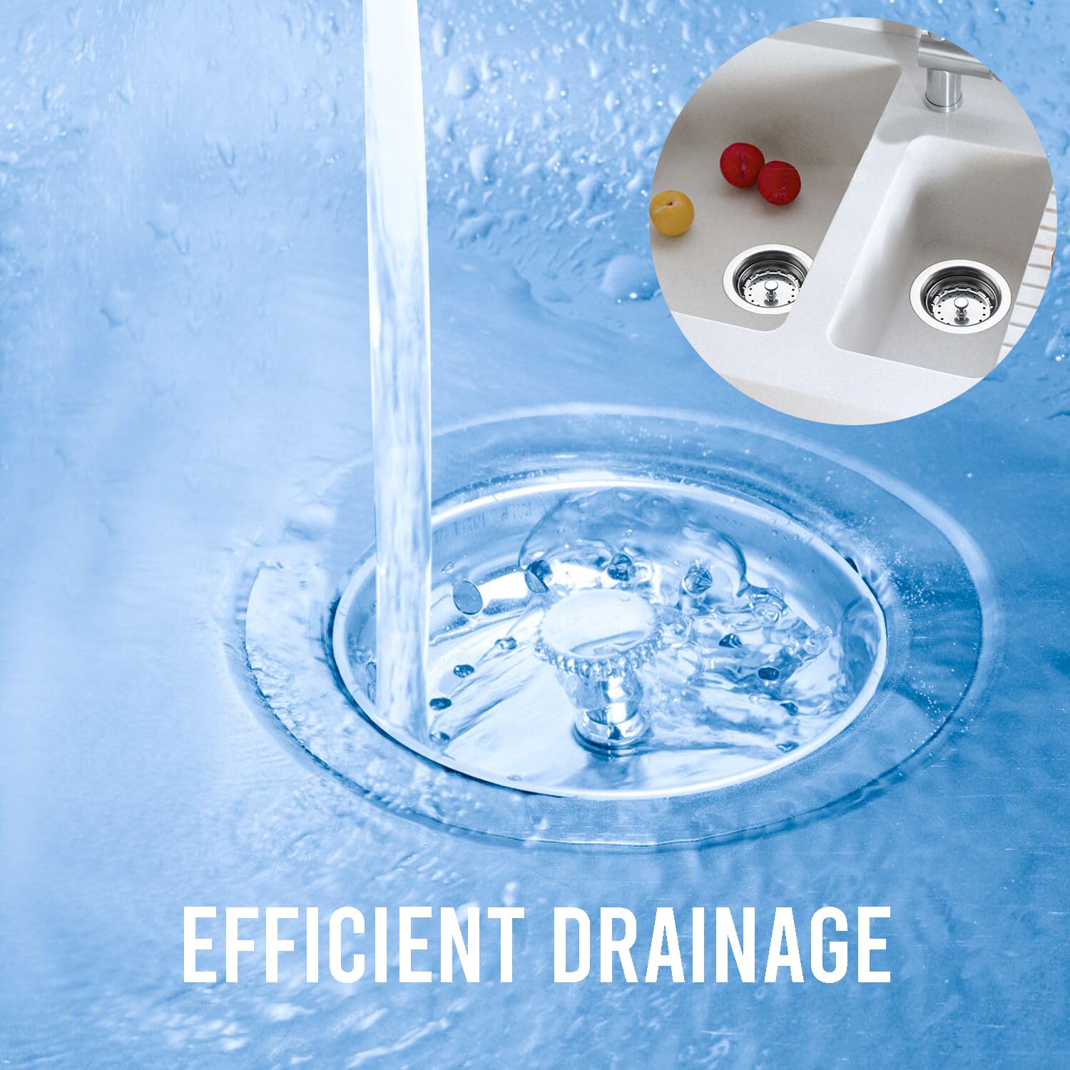 UNI-DRAIN Kitchen Sink Drain Stainless Steel Replacement Kits for Opening 3-1/2" with Basket Strainer, Kitchen Sink Drain Assembly for Kitchen