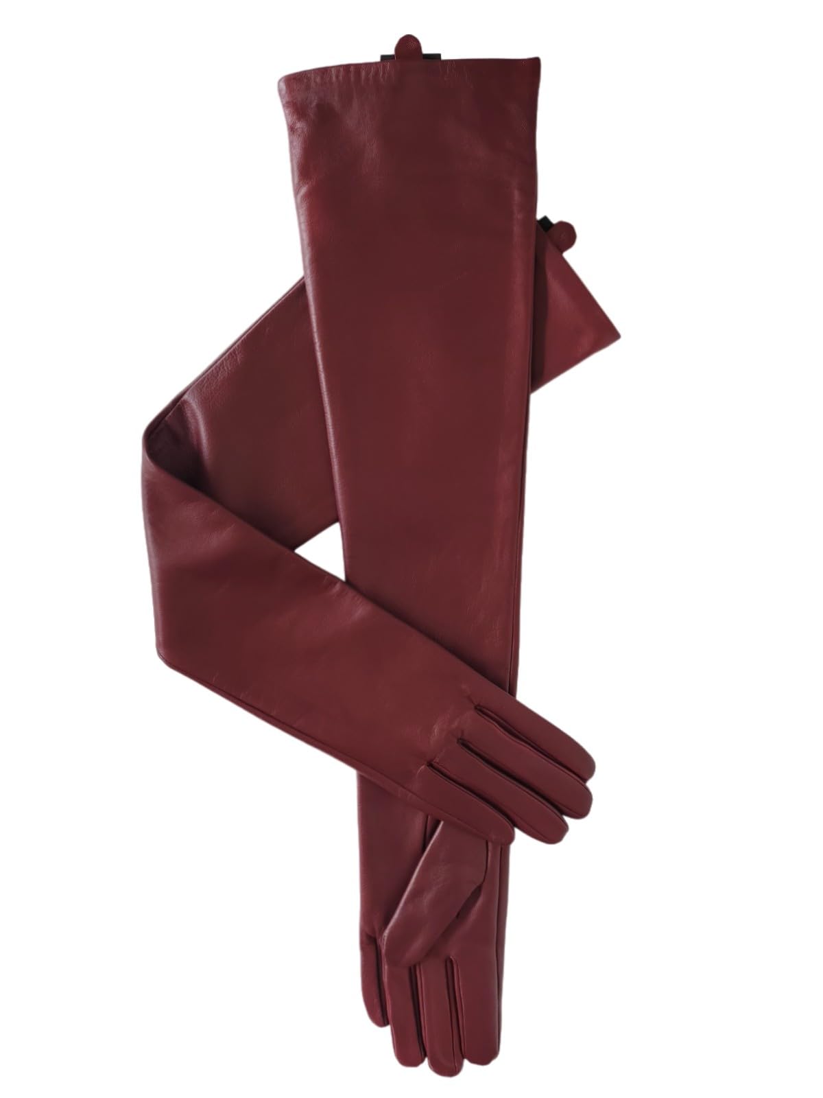 Daoflkuo Women Opera Long Sheep Leather Gloves Genuine Soft Lambskin Above Elbow Gloves In Black Small
