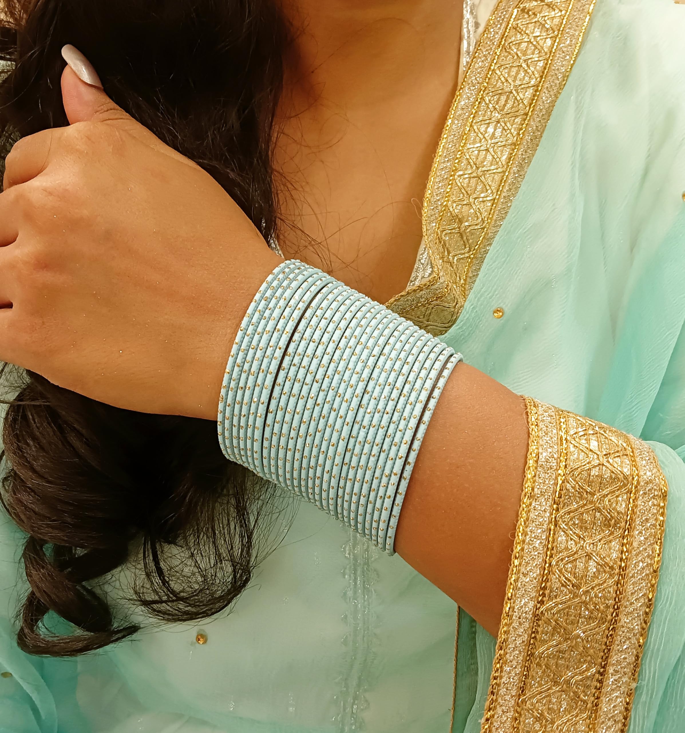 Efulgenz Indian Bangles Set Bollywood Plain Metal Bangle Bracelets Costume Jewelry for Women