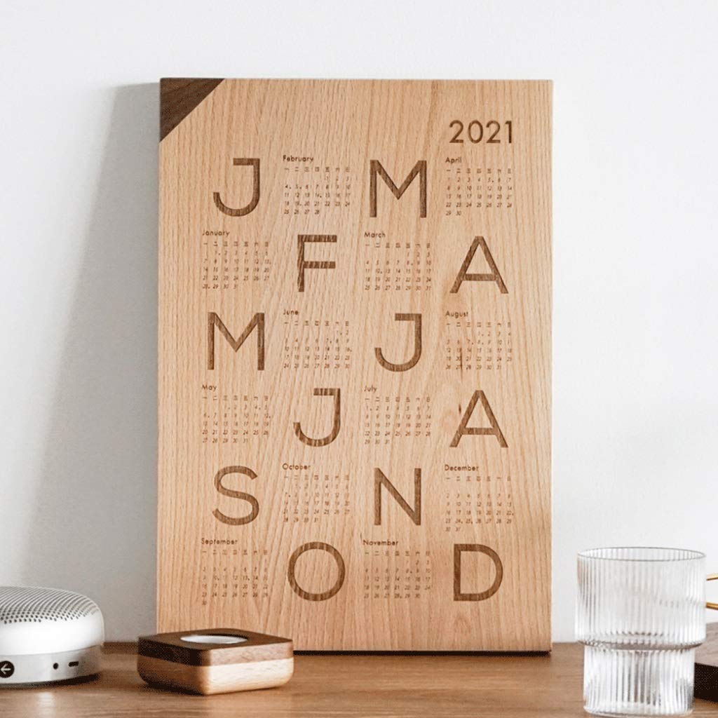 Desk Calendars 2021 Wooden Desk Calendar All Solid Wood Carving Calendar Desktop Calendar Perpetual Calendar Support Customization 13.7x9.4 Calendars (Color : Custom Edition A)
