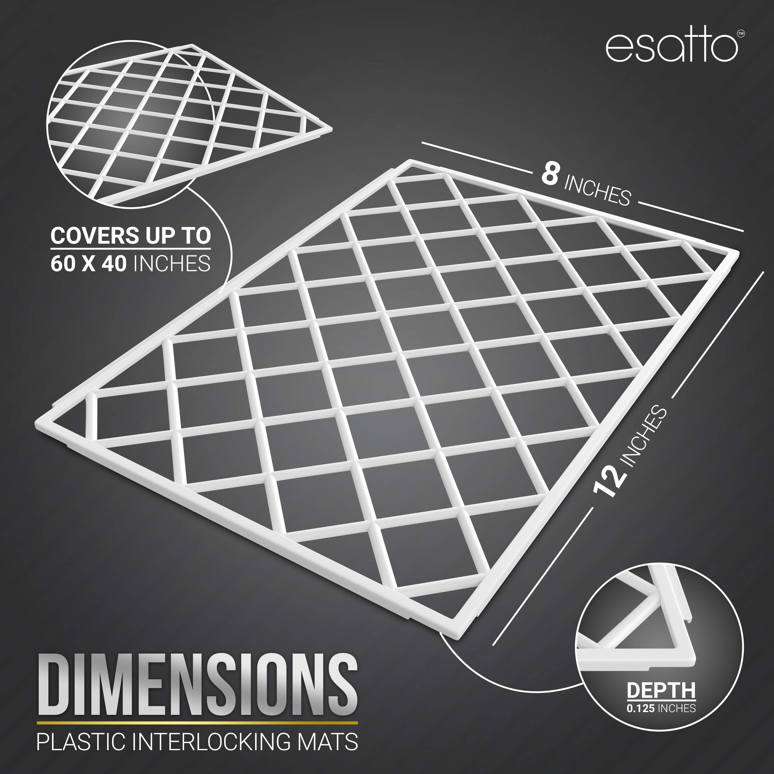 Esatto Bar Products 10 Pieces Interlocking Shelf Mats 8 x 12 Inches, Clear - For Spills, Clean Bars, Stain Protection, and an Anti-slip Surface