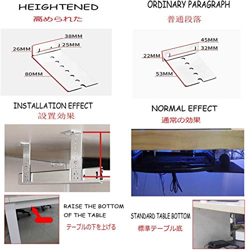Desk Mount Keyboard Drawer, Keyboard Tray Computer Desk Extender with Rotating Out Mouse Tray for Typing and Mouse Work, 48x20cm
