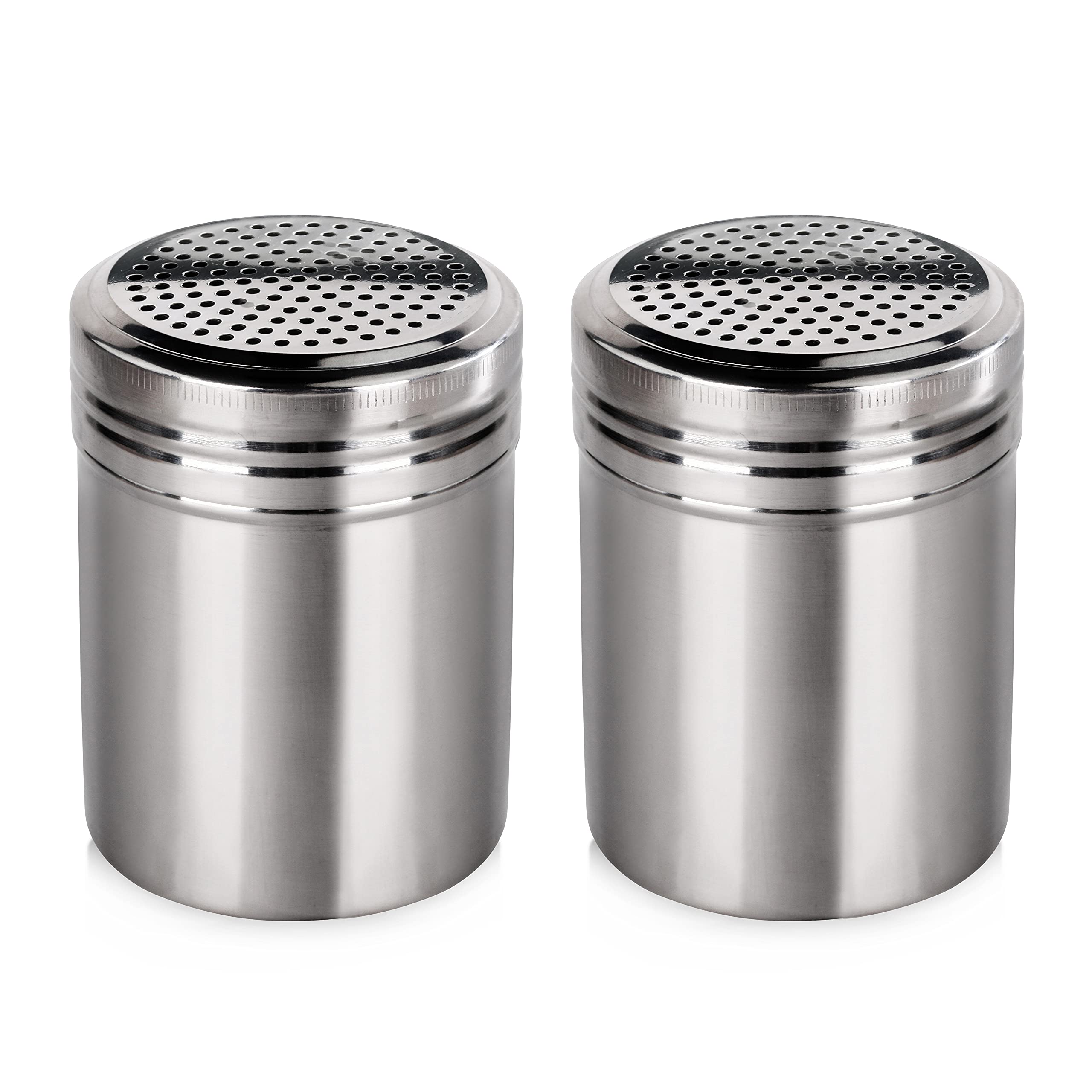 New Star Foodservice 28478 Stainless Steel Dredge Shaker, 10-Ounce, Set of 2