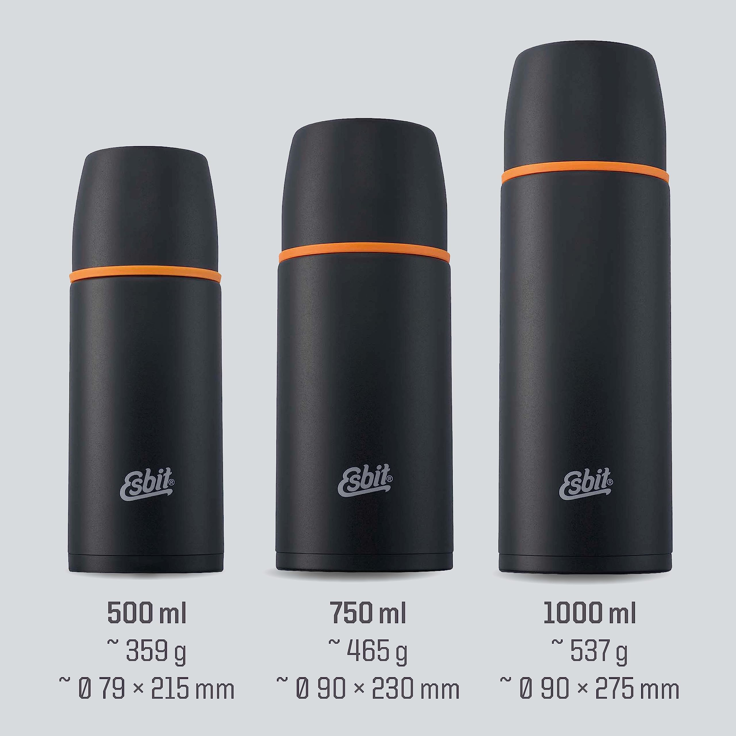 Esbit Stainless Steel Vacuum Flask with Double-Wall Insulation and Drinking Mug Lid - 0.5 Liter