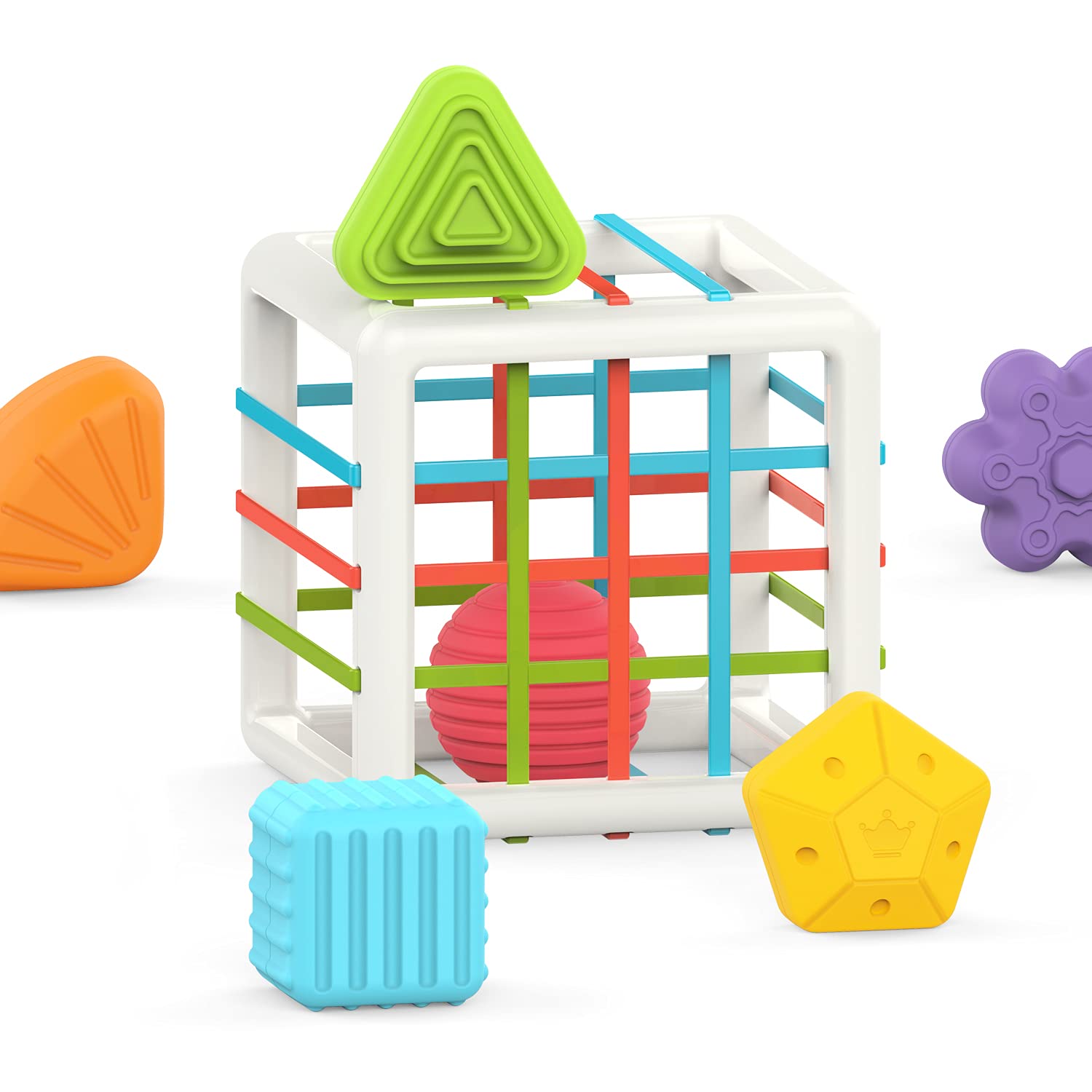 FANSETOYUMA Shape Sorter, Sensory Bins for Toddlers 1-3 (Cubic)