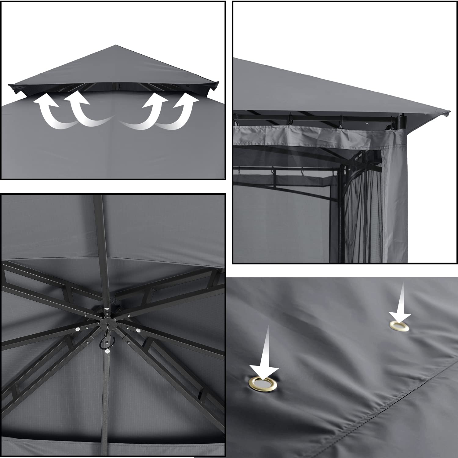 Sturdy Patio Gazebo 8 Ft x 8 Ft with Mosquito Netting by ABCCANOPY