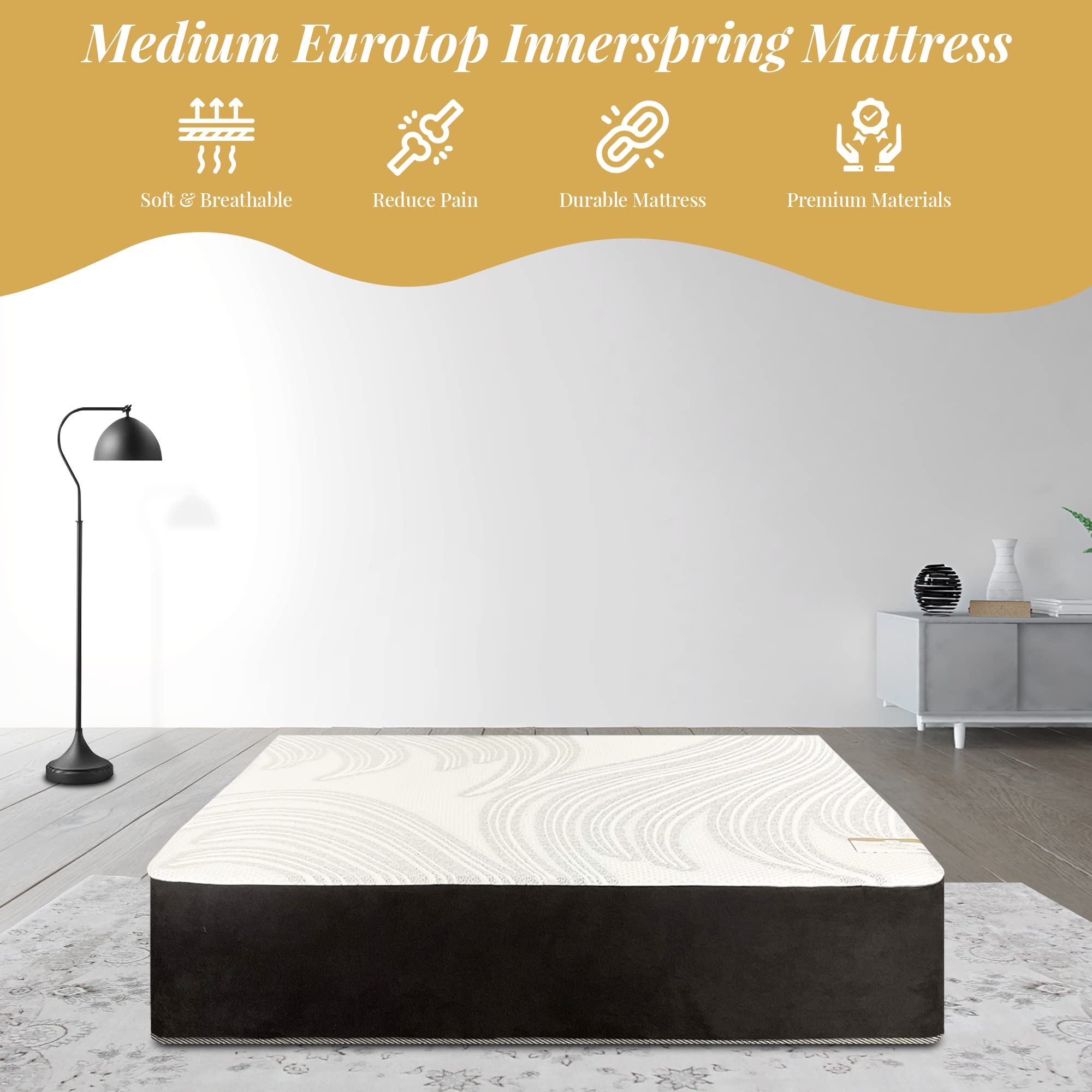 Nutan 10" Plush Gel Memory Foam Mattress with Box Spring for Ultimate Comfort, Help Maintain Sleeping Position and Posture, Complete Body Support at Every Side, Full XL