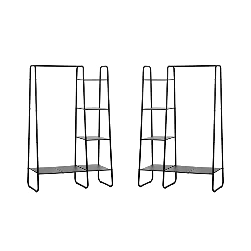 SunnyPoint Freestanding Clothes Garment and Accessories, Organizer Closet Rack (BLK)