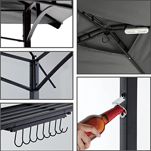 MASTERCANOPY 8 x 5 Grill Gazebo Outdoor BBQ Gazebo Canopy with 2 LED Lights (Gray)