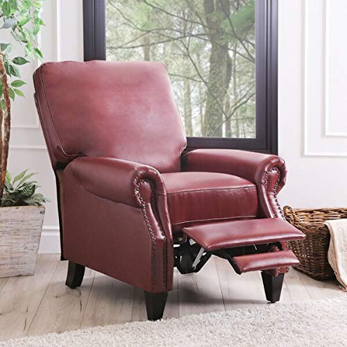 Darby Home Co Modern Style Faux Leather Upholstery Manual Pushback Recliner (Red Faux Leather)