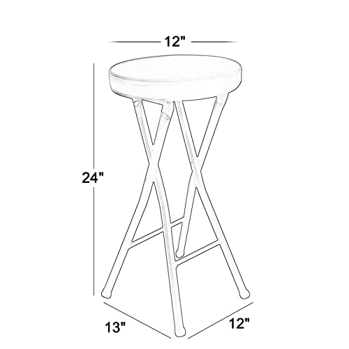 ZYLEDW Home Folding Stool β Heavy Duty 19/24 Inch Collapsible Padded Round Stool with 300 Pound Capacity for Dorm, Rec Room or Gameroom - Black/White/Brown