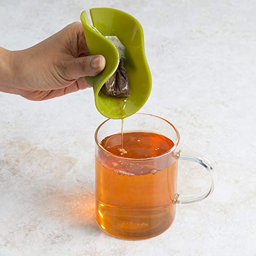 Epoca Kitchen Tool Primula Tea Bag Buddy &ndash Easy to Use &ndash Multipurpose &ndash 100% Silicone &ndash Green, 4.25-Inch