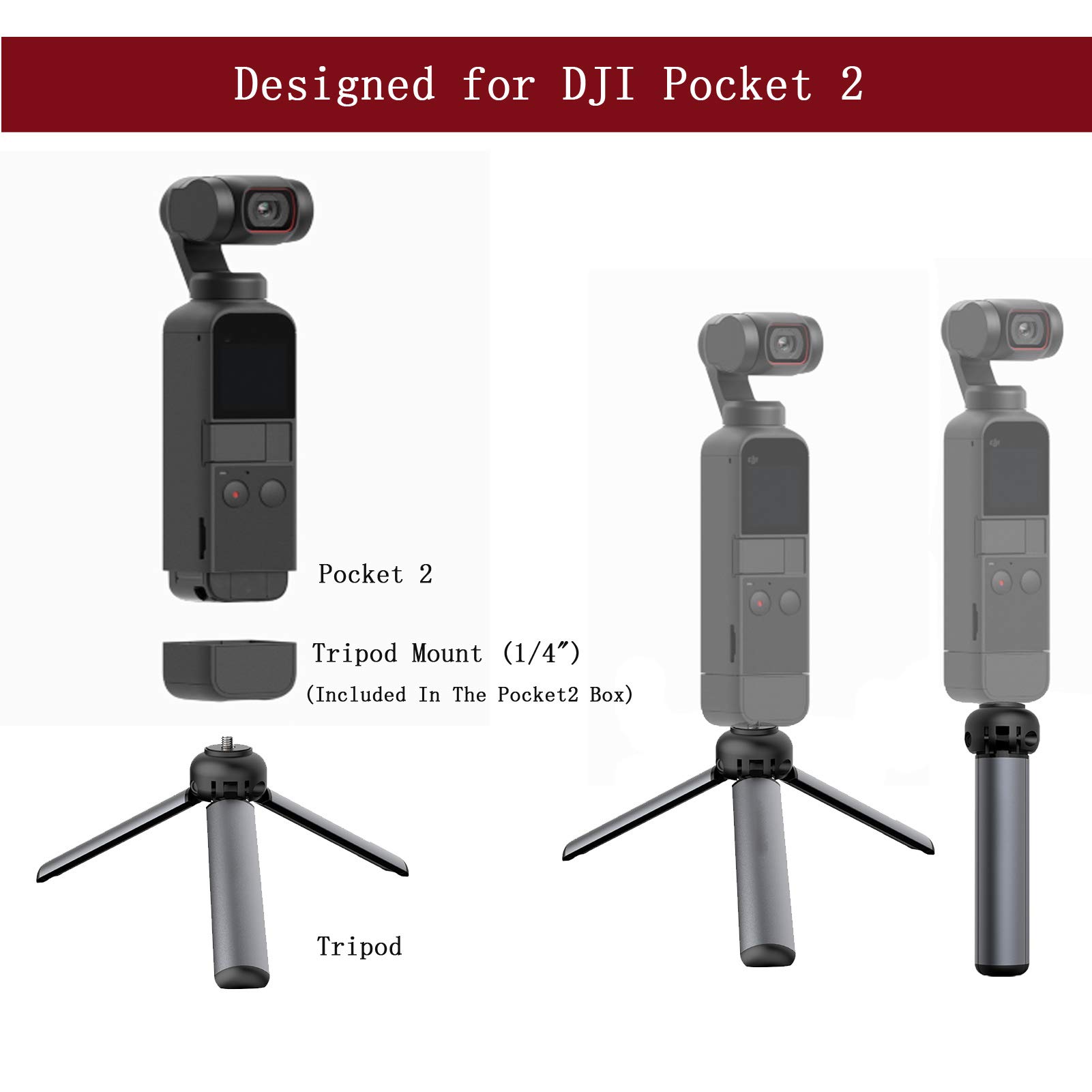 Darkhorse Multifunctional Lightweight Aluminun Alloy Desktop Tripod for osmo Pocket 2 Action Camera (Mini, Titanium)