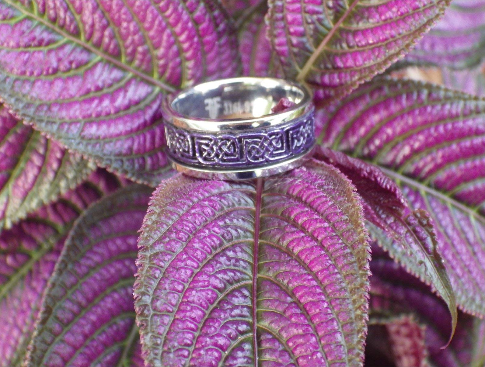 Fantasy Forge Jewelry Royal Purple Celtic Spinner Ring Stainless Steel Majestic Viking Anti Anxiety Band Sizes 5-17 Womens Mens (6)