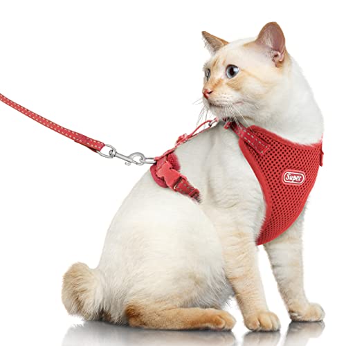 Supet Cat Harness and Leash for Walking Escape Proof, Adjustable Harness for Cats, Easy Control Small Cat Harness for Medium Large Kitten and Dogs