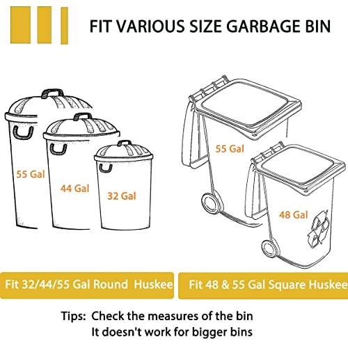 Yellow Trash Can Caddy Bag for Garbage Bins- Fits 32-50 Gallon Can & 12 Storage Pockets & Heavy Duty Vinyl Construction, Ideal for Housekeeping /Maid Services/Janitorial Companies/ Cleaning Crews