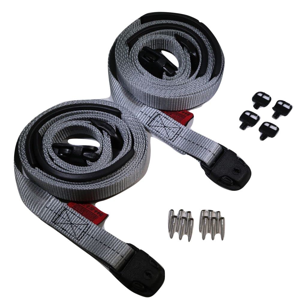 Hot Tub Spa Cover (2) Straps w/ (4) Locks & Keys - 12 feet, Adjustable, Kit w/Screws (Grey) Made in USA