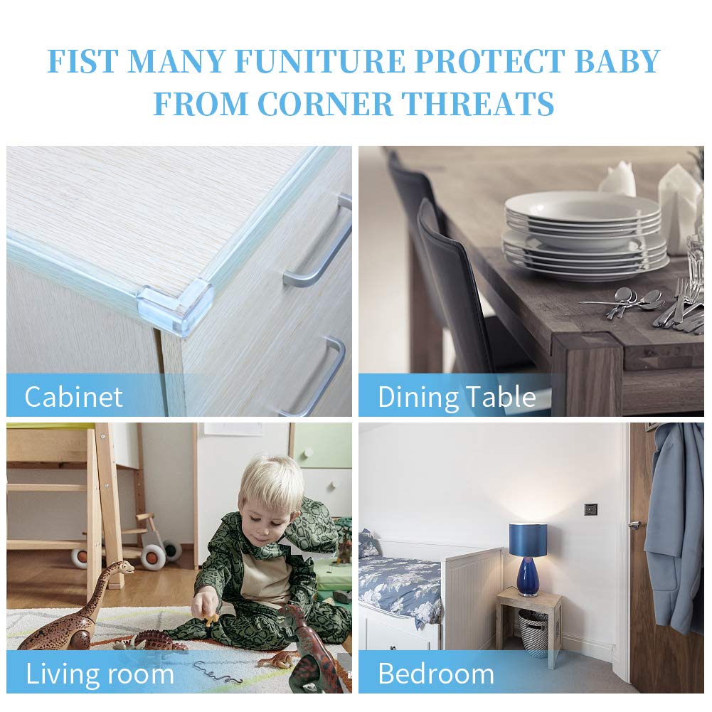 Corner Guards for Furniture - 20 Feet Clear Baby Proof Table Edge Corner Protectors - Soft Silicone Bumper Strip with Double-Sided