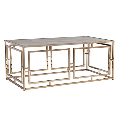SEI Furniture Simondley Cocktail Table, 24D x 43.75W x 18H in, Champagne w/Faux Marble