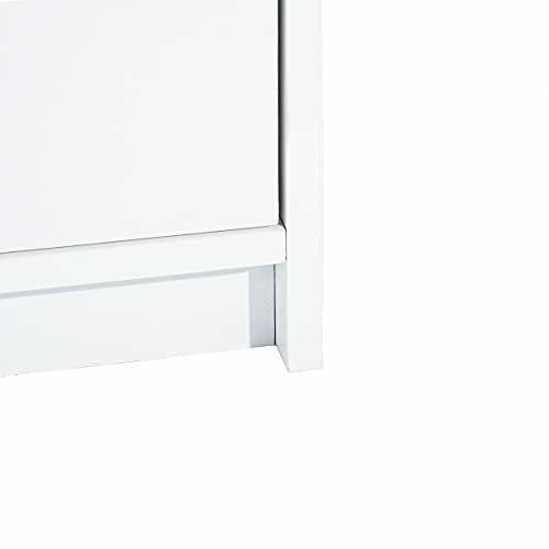 MAXCBD Nightstand Bedside Table Drawer Cabinet Floor Cabinets Storage with 4 Drawers for Bathroom Laundry Room Bedroom Fashion Pure Matt White Sleek Design Appearance Storage Tower Dresser