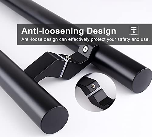 SUCHETA 24/32/47 Inch Heavy Duty Door Handle,Sliding Barn Door Matte Black Stainless Steel Pipe Handle Set,for Interior and Exterior Door (Size: 80cm (32"))