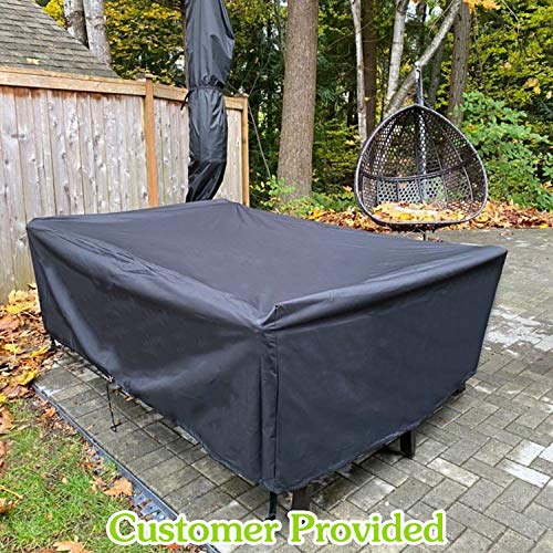 GARDRIT Upgraded Patio Furniture Covers, 100% Waterproof Rectangular Patio Table Cover, 90" L x 56" W x 27.5" H 600D Tear-Resistant Sofa, Table and Chair Outdoor Furniture Set Covers