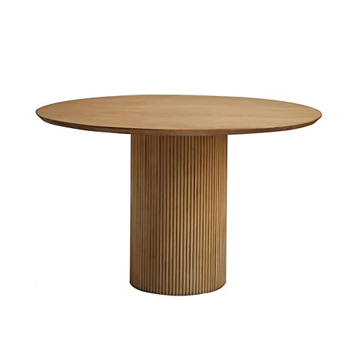 LAKIQ Modern Round Dining Table 35.5ββ Wide Pedestal Dining Room Table Contemporary Wooden Kitchen Dining Table for Small Space Small Apartment(Brown)
