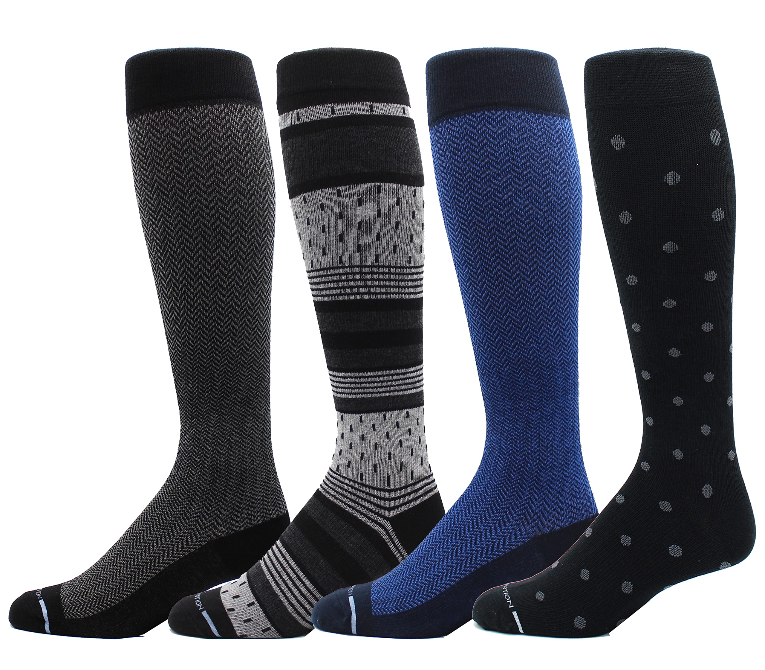 Dr. Motion 4 Pairs Men's Athletic Traveler Graduated Compression Knee High Socks (Mcomp-SL1)