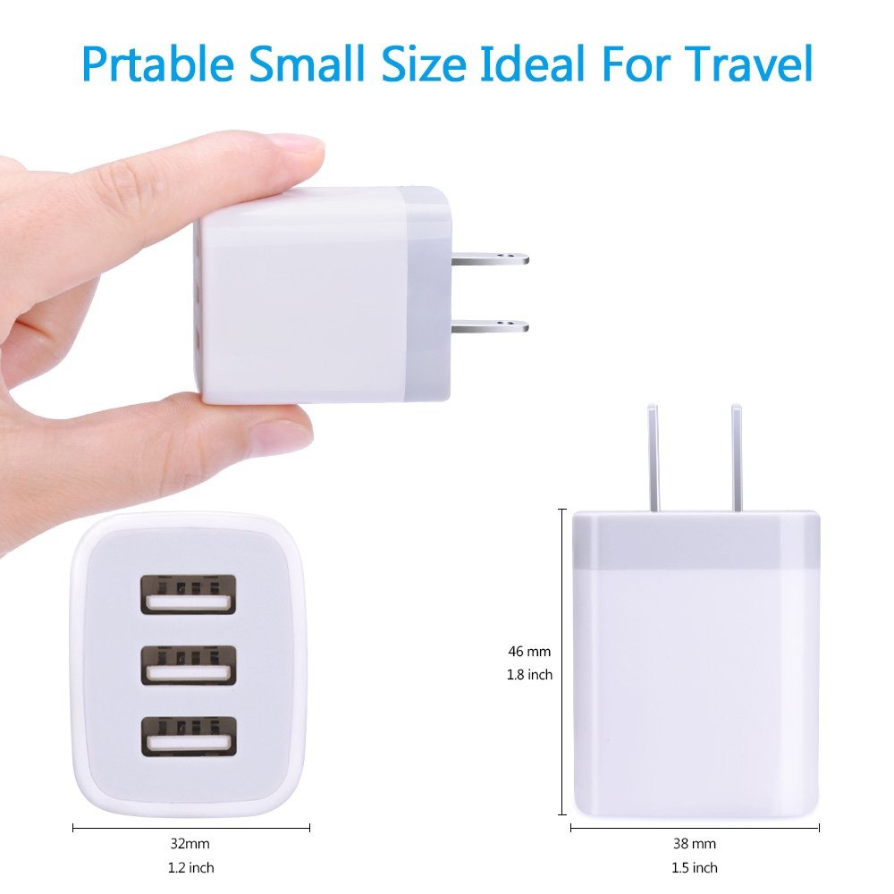 Fast Charging Block, HOOTEK USB Plug Wall Charging Adapters 3.1A Multiple Wall Charger Box Cube Brick for iPhone 15 14 13 12 11 Pro Max XS XR X 8 Plus, Samsung Galaxy S24 A53 S23 S22 S21 S20, LG, Moto