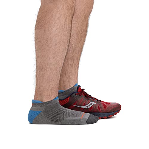 Darn Tough (1054) Run Coolmax No Show Tab Ultra-Lightweight with Cushion Men's Sock - (Gray, Large)