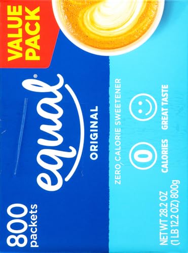 EQUAL 0 Calorie Sweetener, Sugar Substitute, Zero Calorie Sugar Alternative Sweetener Packets, Sugar Alternative, 800 Count