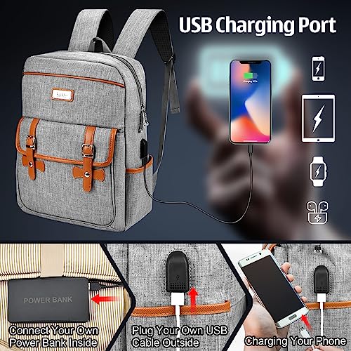 Nicole Miller Travel Laptop Backpack-Business Anti Theft Vintage Backpack with USB Charging Port-Water Resistant Computer Bag