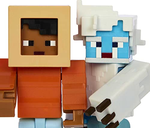 Mattel Minecraft Game, Creator Series Action Figures and Accessories, Camp Enderwood Steve and Mob Figures, Collectible Gift for Kids