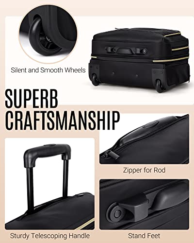 LIGHT FLIGHT Rolling Laptop Bag 17.3 inch Rolling Briefcase for Women Computer Bag with Wheels Rolling Laptop Case Overnight Roller Bag for Carry on Travel Work Business, Black