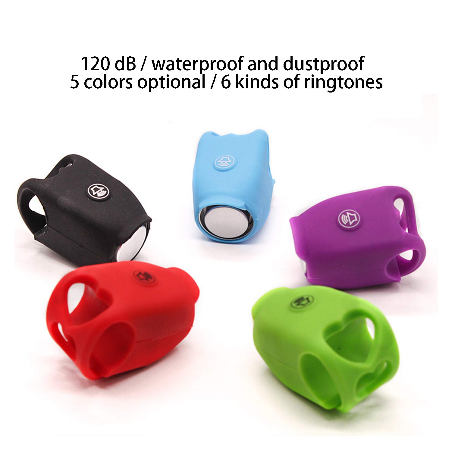 Electric Cycling Bells 120 DB Horn Rainproof MTB Bicycle Handlebar Bike Bell Silicone Material Shell Ring Bell Bicycle Accessories (Purple, Medium)