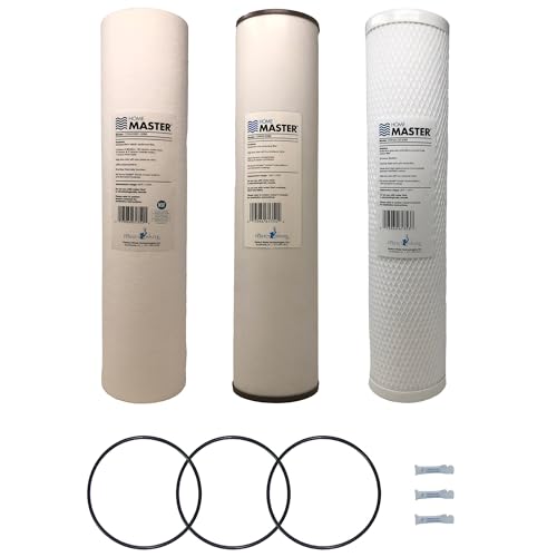 Home Master Whole House Three Stage Water Filtration System with Fine Sediment, Iron and Carbon, Blue