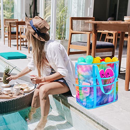 Nidoul Mesh Beach Bag, Beach Tote Bag with Zipper Pocket, Packable Large Beach Bags for Women Kids Vacation Travel Pool Swim