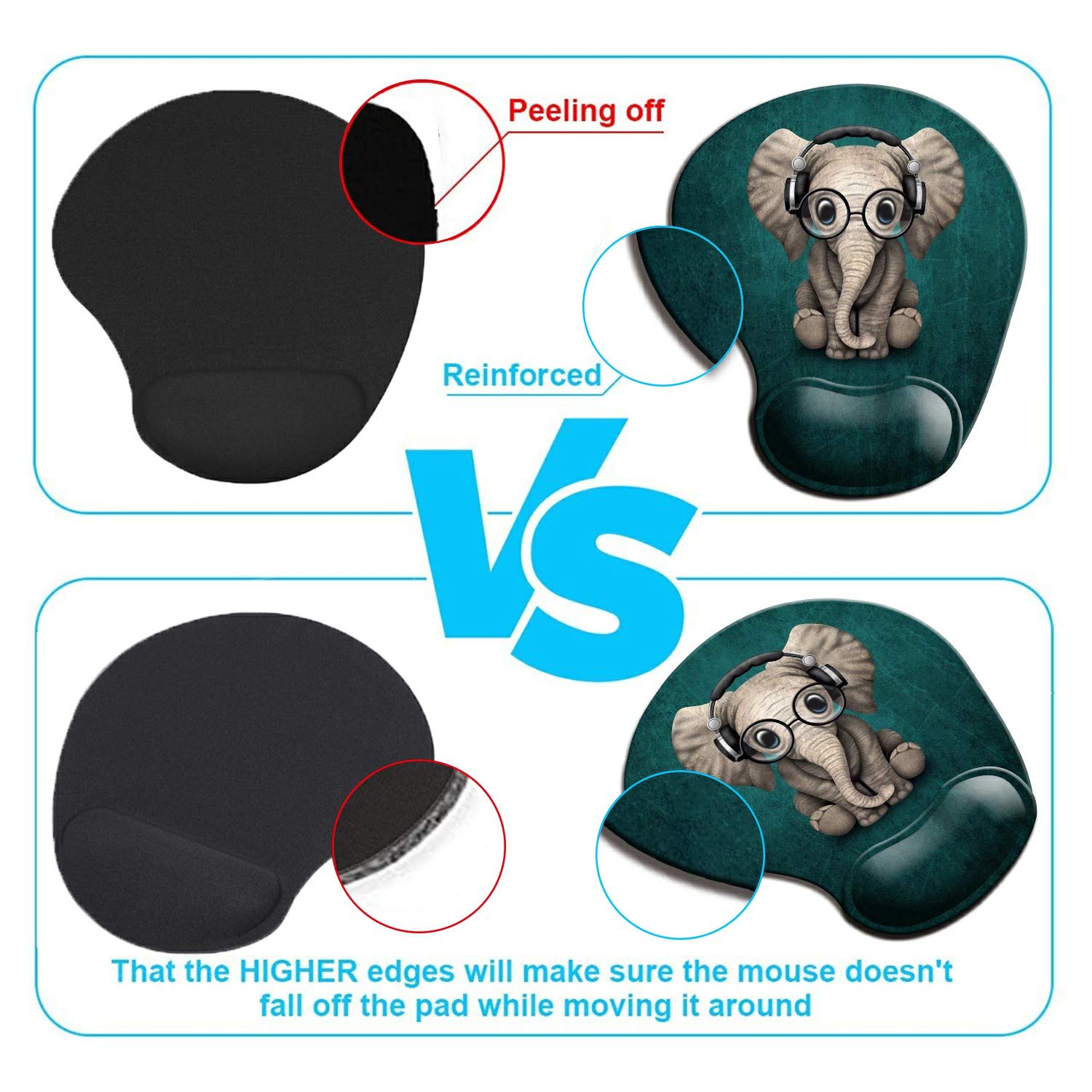 DOOKE Ergonomic Mouse Pad with Wrist Support,Mouse Pads with Non-Slip PU Base for Home Office Working Studying Easy Typing & Pain Reliefl