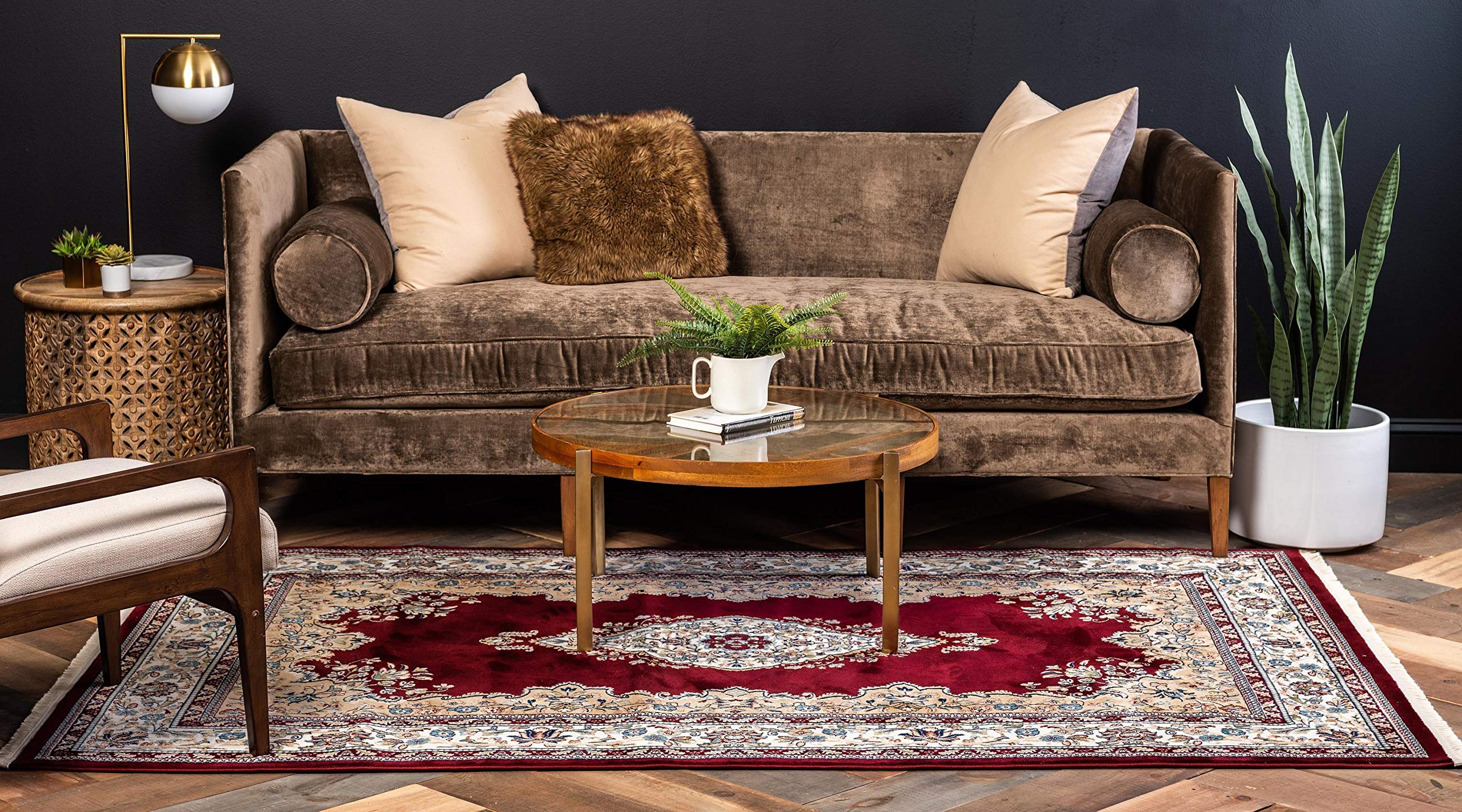 Unique Loom Narenj Collection Classic Traditional Medallion Textured Design Area Rug, 8' x 10' Rectangle, Burgundy/Blue